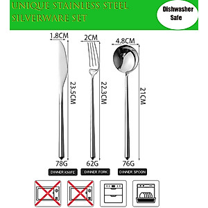 Thomaso 24 Piece Round Flatware Set for 8,18/10 Stainless Steel Premium Cutlery With Unique Tapered Handles Design,Silver Forks and Spoons Silverware Set,Mirror Polished,Dishwasher Safe