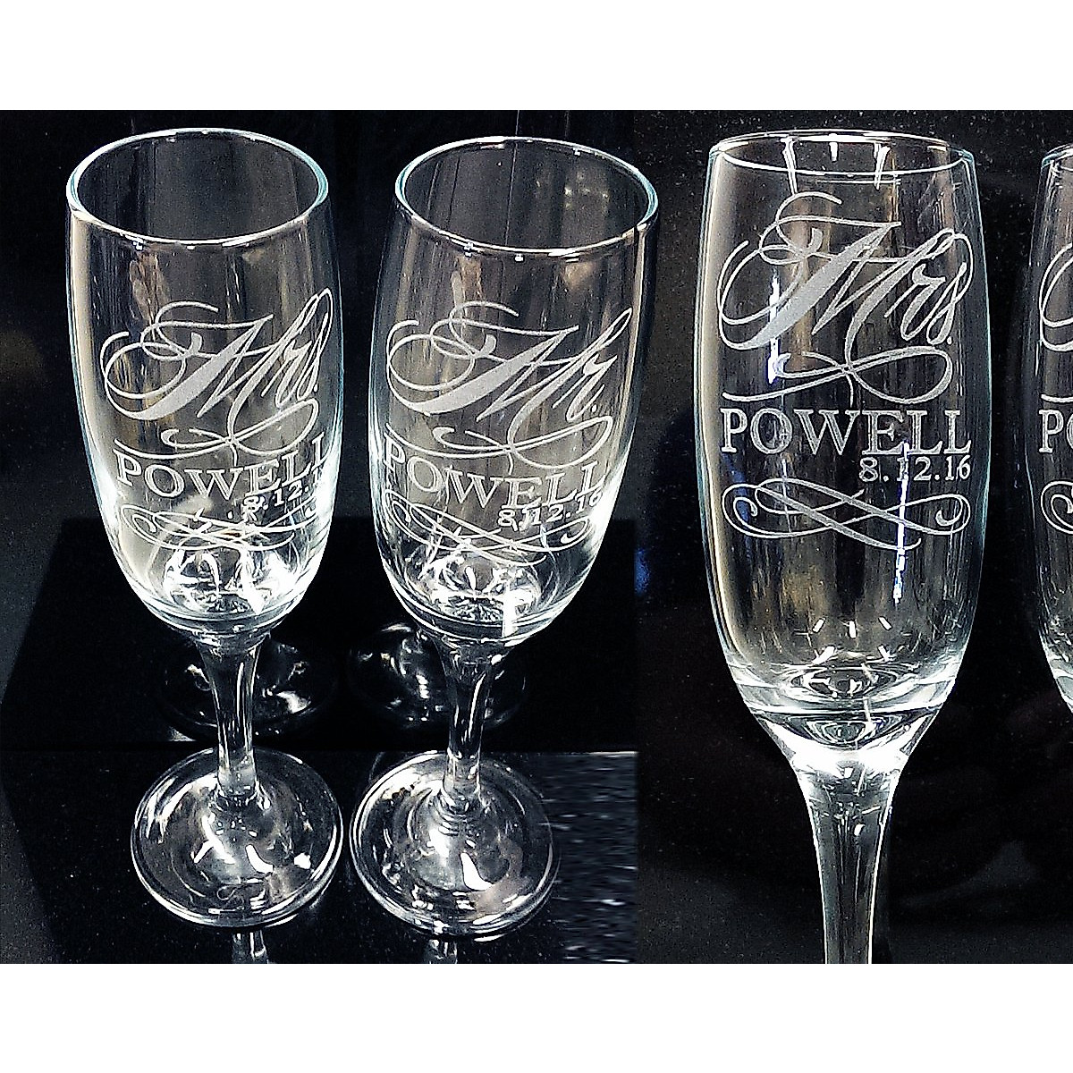 CHRISTMAS-STOCKINGS-by-STOCKINGFACTORY Mr and Mrs Champagne Wedding Glasses, Set of 2 Personalized Toasting Flutes, Engraved Mr and Mrs Wedding Toast Glass Flutes, Bride and Groom
