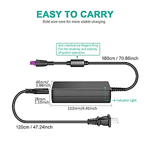HKY 32V AC Adapter compatible with HP Photosmart/DeskJet/OfficeJet 1315 2620 2645 3055 3515 4500 5500 6000 6200 6500 6500A 7500A C5180 C7280 J4660 HP Printer Power Cord 0957-2271,0957-2269,0957-2286