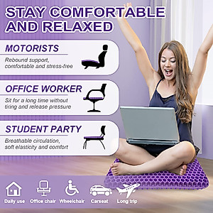 Gel Seat Cushion, Seat Cushion with Non-Slip Cover Gel Cushion for Office Chair Car Wheelchair Seat Cushion Double Thick Breathable Honeycomb Egg Seat Cushion for Tailbone Back Sciatica Pain Relief