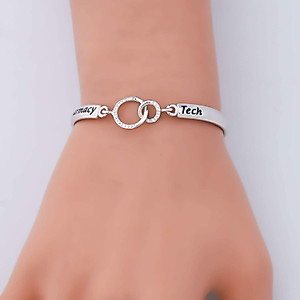 LQRI Pharmacy Tech Pharmacy Technician Bracelet Rx Jewelry Gift Pharmacist Gift Pharmacy Pharmacist Graduation Gift For Women (silver-Pharmacy Tech)