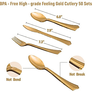 350PCS Blue and Gold Party Decorations 50 Guests Blue Paper Plates Plastic Forks Knives Spoons & Golden Dot Blue Party Plates Napkins Cups for 2023 Graduation Decorations Baby Shower Boy Birthday