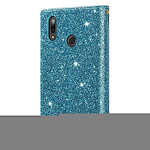 BOYUHII Silicone Protective Case for Phone for Samsung Galaxy A20e / A10e Multi-Card Slots Starry Sky Laser Carving Glitter Zipper Horizontal Flip Leather Case with Holder & Wallet & Lanyard ATCYE