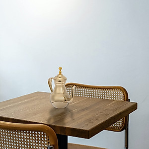 CALLARON Tea Kettle Tea Gooseneck Turkish Greek Arabic Coffee Pot: Middle East Arab Stovetop Coffee Maker Wine Decanter 1.1L Brewer Pot with Handle for Home Kitchen Golden Tea Pot Kettle