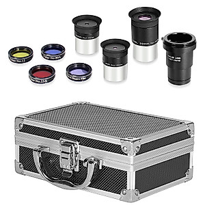 Celticbird Astronomical Telescope Accessory Kit - with 3pcs Plossl Eyepieces Set, 4pcs Filter Set, a 2X Barlow Lens