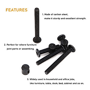 binifiMux M6 x 100mm Bunk Bed Bolts,IKEA Bedframe Bolts, IKEA Headboard Bolts, Bed Bolt M6 Barrel Nut, Black Bolts for IKEA Chairs, Pack of 10