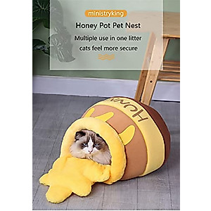 Classic Color Cat Nest Honeypo -Shaped Cat Sofa Bed Cute Comfort Pet Cat House Pet Cat Nest Soft Pet Bed Can Be Folded And Closed Cat Nest Multi -Function Soft Pet Bed Suitable for Small Cats And Dogs