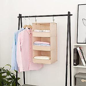 DonYeco 3-Shelf Hanging Closet Organizers and Storage, Collapsible Closet Storage Organizer, for RV Wardrobe Camp, Hanging Organizer for Shoes Toys Baby Clothes