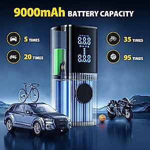 Air Compressor, EnjoyNest Portable Tire Inflator Air Pump for Car Tires (Real 9000mAh &150PSI) Faster + Powerful + Enduring Car Accessories with Digital Screen for Cars, Bike, Inflatables, Balloons