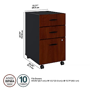 Bush Business Furniture Series A 3 Drawer Mobile File Cabinet, Hansen Cherry/Galaxy