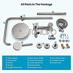 gotonovo Shower Faucet Sets SUS 304 Stainless Steel Rain Shower System 3 Triple Function with 8" Rain Shower Head Adjustable Handheld Shower Spray Brushed Nickel …