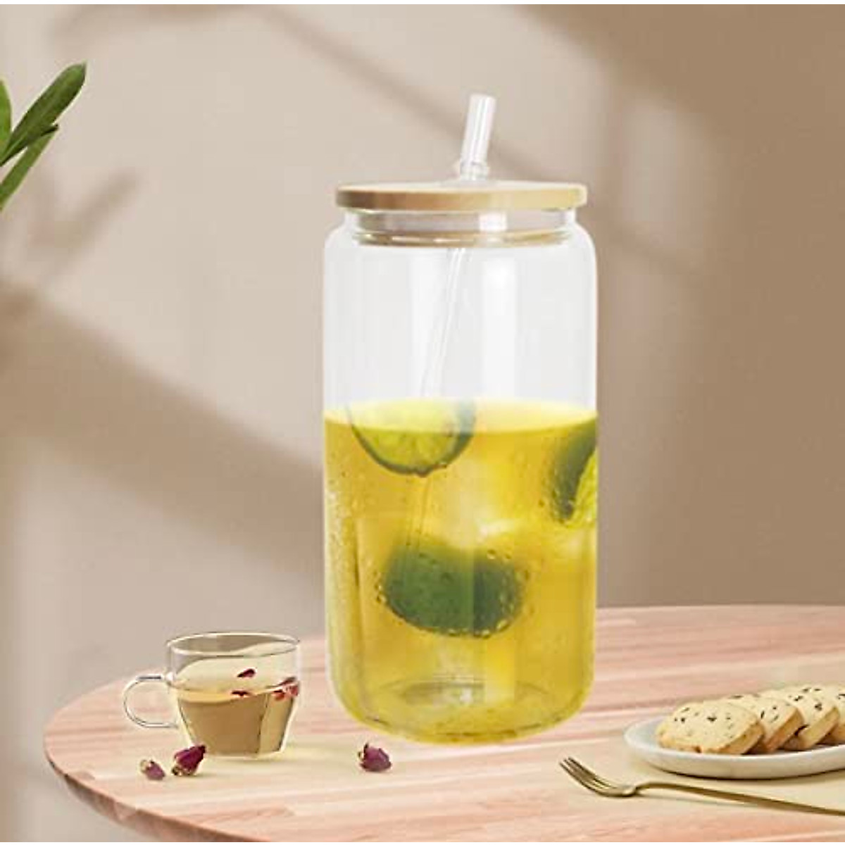 Pretty Penny 16oz frosted sublimation glass jar jars with lids,bamboo lid plastic straw, beer glasses & straw , reusable drinking tumblers blanks