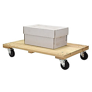 Vestil HDOS-2436-12 Solid Deck Hardwood Dolly with Hard Rubber Casters, 1200 lbs Capacity, 36" Length x 24" Width x 6-3/4" Height , Tan