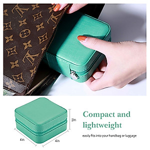 ProCase Small Jewelry Organizer Box for Travel, Portable Mini Jewelry Travel Case with Zipper Mirror for Rings Necklaces Bracelets Earrings, Gift for Women Girl -Teal