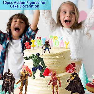 4inch Superhero Figure Set-10pcs Super Hero Adventures Ultimate Toddler Toys Small Action Figurines Cake Decoration Kids Gifts Collectible Figures (Exclusive Amazon)