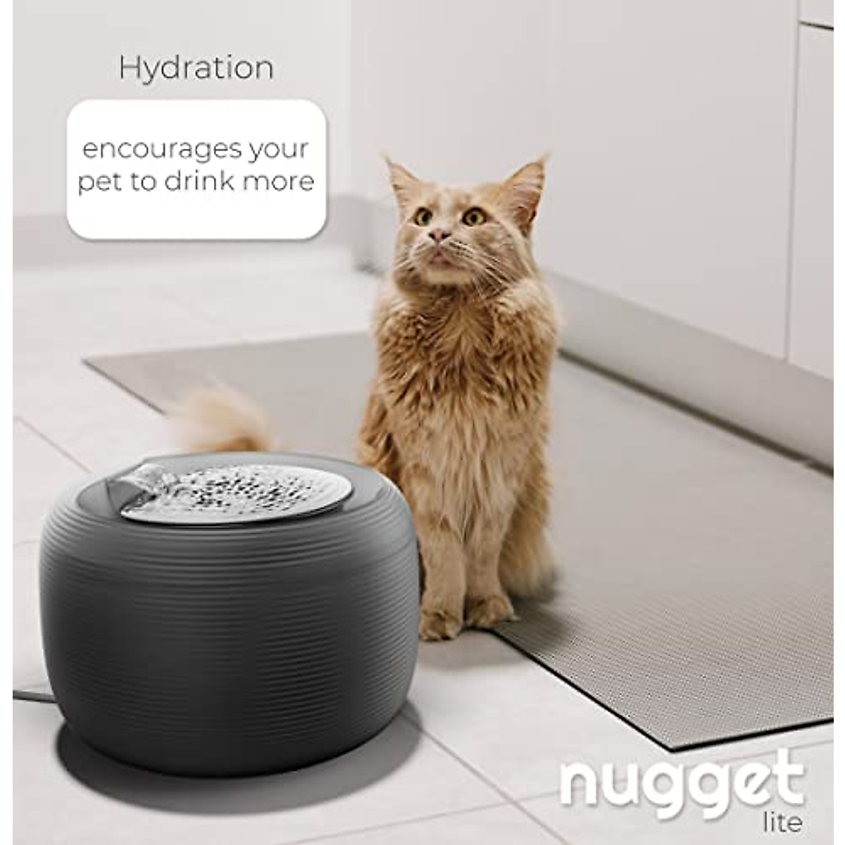 Nugget Lite Pet Water Fountain | 2.5 L Drinking Fountain for Cats and Dogs (Black)