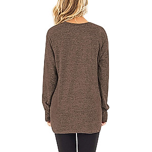 Jescakoo Long Sleeve T Shirt Women Flowly V Neck Tops Clearance Coffee M