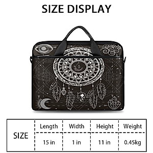 Mandala Dreamcatcher Ethnic Laptop Computer Bag Waterproof Shoulder Messenger Bag 13-15 inch Durable Laptop Tote Bag with Shoulder Strap Handle Lightweight Crossbody Briefcase
