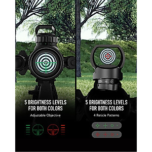 HIRAM 4-16x50 AO Rifle Scope Combo with Green Laser, Reflex Sight, and 5 Brightness Modes Flashlight
