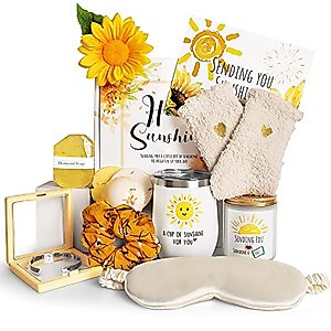 Birthday Gifts for Women, Sunflower Gifts Sending Sunshine Christmas Gifts, Get Well Soon Gifts Basket Care Package Unique Relaxation Gifts Box for Thinking of You Her Sister Best Friend