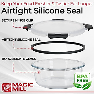 Magic Mill Glass Storage Containers with lids Set | Ultimate 24pc Set with BPA-Free Airtight Locking Lids for Lunch, Food Storage, Meal Prep, Safe in Fridge, Freezer, Dishwasher Safe for Easy Clean