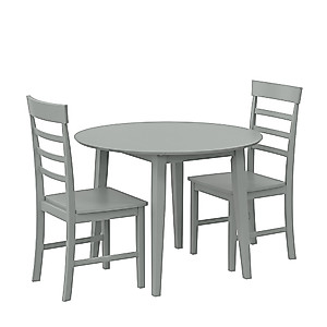 Novogratz Brooks 3-Piece Wood Dining Set with Double Drop Leaf, Gray
