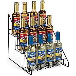 Displays2go Set of 2 Wire Store Fixtures, Countertop Retail Display Rack, 3 Tiers, Open Shelf (Black Steel)