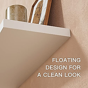 AMADA HOMEFURNISHING Floating Shelves Large, 24 x 9 Inch Wall Shelves for Bathroom, Bedroom, Kitchen, Shelves for Wall Decor Set of 2, White - AMFS06
