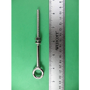 US STAINLESS 2 Pieces Stainless Steel 316 Eye Bolt 1/4" x 4" UNC Short Thread Marine Grade Pitch of 20