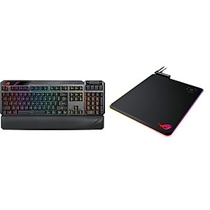 ASUS ROG Claymore II Wireless Modular Gaming Keyboard + ROG Balteus Qi Vertical Gaming Mouse Pad Bundle