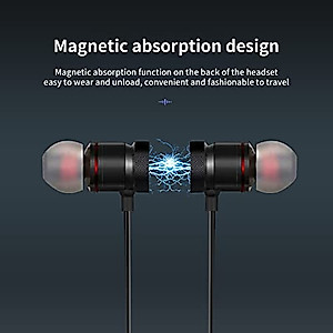 Wireless Earbuds Bluetooth Headphones Noise Reduction Heavy Bass Magnetic Suction Lower Power Consumption Wireless Earphones with Microphone for Sports Black