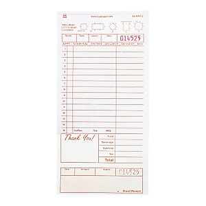 AmerCare Royal Tan Guest Check Paper Receipt Book, Carbonless Order Book with 15 Lines, 2 Part Loose, Pack of 250 Server Notepad Books