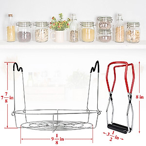 KORCCI 12in Stainless Steel Canning Rack with Contour Handles, Holds 7 Pint or 6 Quart Jars in Pressure Canner Pot