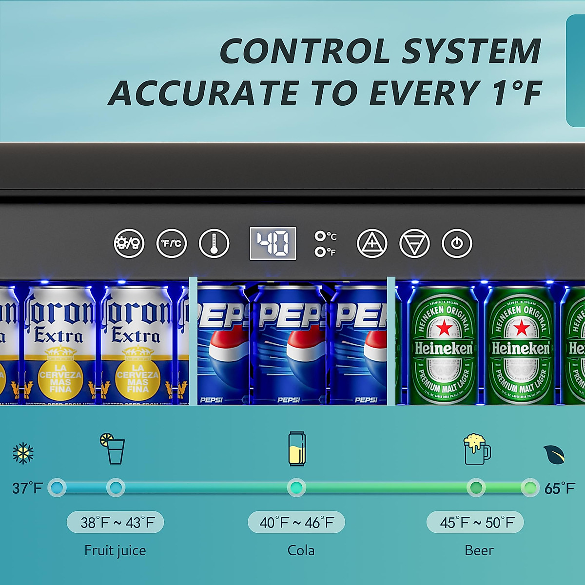 EUHOMY 24 Inch Beverage Refrigerator, Built-in and Freestanding Beverage Cooler 180 Can, Under Counter Beverage Fridge with Stainless Steel Door, Outdoor Refrigerator for Soda, Beer, Wine