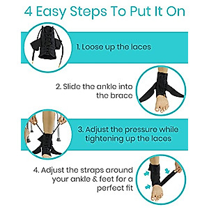 Vive Lace Up Ankle Brace - Men, Women Foot Support Stabilizer Compression Sleeve - Sprained Adjustable Leg Splint - Sprain Rolled Immobilizer Wrap Guard for Running, Volleyball, Basketball, Soccer (S)