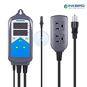 Inkbird Heating Thermostat Aquarium Reptile Submersible Probe Sensor ITC306T Relay Digital Greenhouse Temperature Controller Dual Stage Timer Switch Only Heat Plug Outlet No Cooling