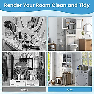 Giantex Over The Toilet Storage Cabinet, Freestanding Bathroom Cabinet w/ 2 Frosted Glass Doors, Inner 3-Position Adjustable Shelf, Open Storage Shelf, Bathroom Organizer & Space Saver, White