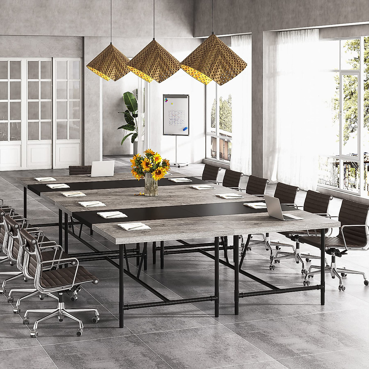 LITTLE TREE 6FT Conference Table 70.8L x 31.5W inch Meeting Table Conference Room Tables Modern Rectangular Seminar Training Table for Office, Grey