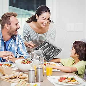 SUICGYU Silverware Organizer with Lid for Drawer, Plastic Utensil Holder for Countertop, Flatware Organizer Cutlery Tray with Cover 5 Compartments (2 Layer-Gray)