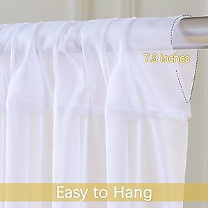 10ft x 10ft White Sheer Tulle Backdrop Curtains with Lights String for Party Wedding Wrinkle Free Curtain Backdrops Drapes for Baby Shower Birthday Party Photo Back Drop Background Home Decorations