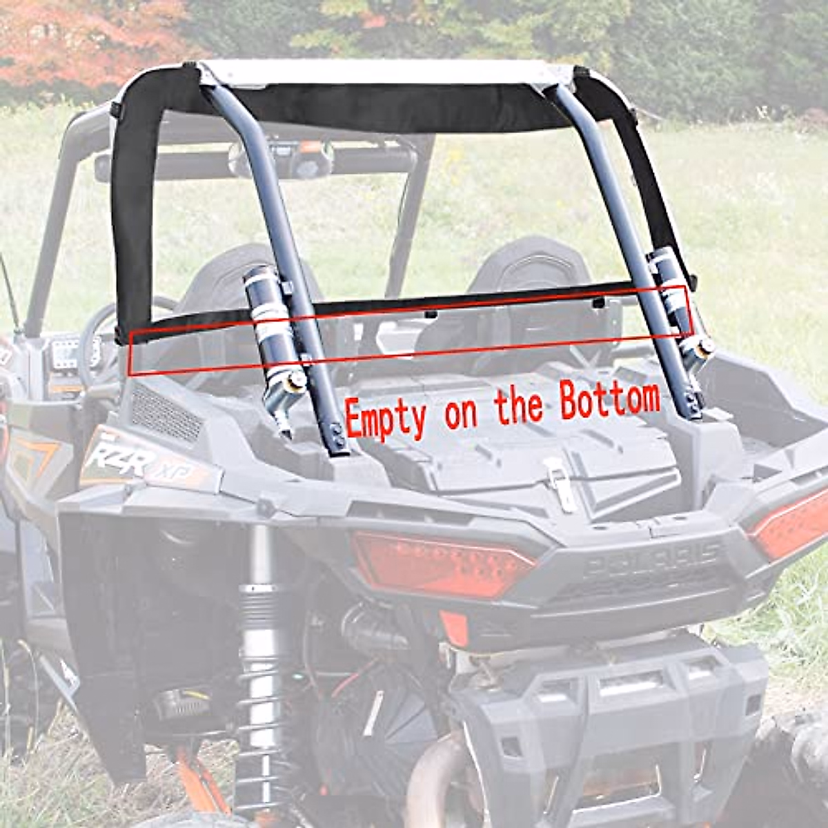 Polaris RZR 1000XP Rear Windshield, Soft Back Window for for RZR 1000 XP, XP 4 1000, TURBO （Bottom Gap for Particle Separator）