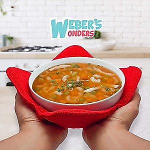Webers Wonders Microwave Safe Bowl Holder - Heat Resistant Plate Hugger - Multipurpose Polyester Hand Protector from Hot Dishes - Carry Your Soup Rice Pasta Bowl with Our Dish Pads (2)