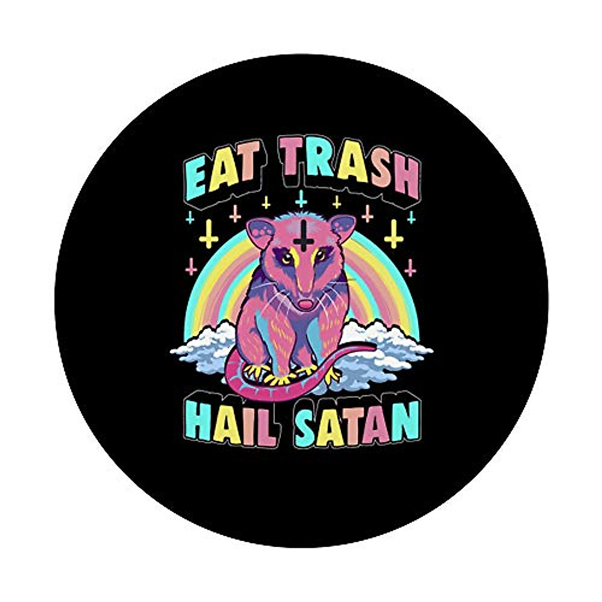 Eat Trash Hail Satan Kawaii Pastel Goth Possum PopSockets Swappable PopGrip