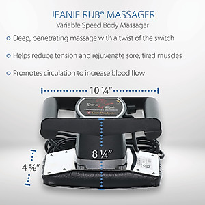 Core Products Jeanie Rub Massager Deluxe Package, Variable Speed Deep Tissue Relaxing Massage Tool with Fleece Pad Cover and Back Accessory