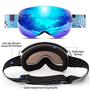 COPOZZ Ski Goggles Kids Magnetic Lens, Youth Snowboard Snow Goggles for Boys Girls Age 2-12,OTG UV400 Helmet Compatible