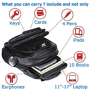 Laptop Backpack Waterproof Leather Backpacks with USB port fit 15.6" Laptops for Men and Women Travel Daypack Backpack Black (Shcool Backpack)