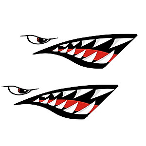 Jili Online Shark Teeth Mouth Decals + Skeleton Fish Stickers - Waterproof and Durable Funny Vinyl Stickers for Kayaks Canoes Fishing Boats