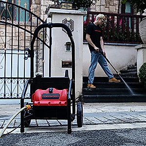POWERWORKS Electric Pressure Washer,1800 PSI 1.1 GPM Power Washers,13-Amp Pressure Washers with 25ft High Pressure Hose and 3 Nozzles for Car Garden Cleaning (PWMA Certified)