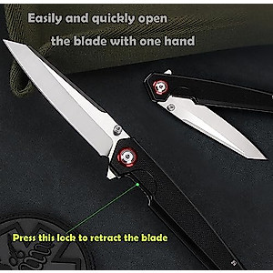 Pocket Folding Knife for EDC, 3.54" D2 Steel Blade Everyday Carry Folding Knife with Clip, G10 Handle for Camping, Fishing, Hiking, Fruit Knife Outdoor Activities Home Improvement, Gifts For Men Women