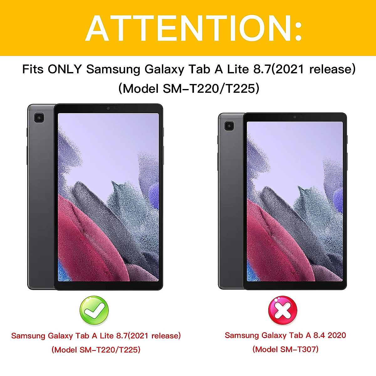 Rantice Samsung Galaxy Tab A7 Lite Case with Kickstand, Shockproof Rugged Case for Kids 8.7 Inch 2021 Tablet A7 Lite (SM-T220/T225), Black